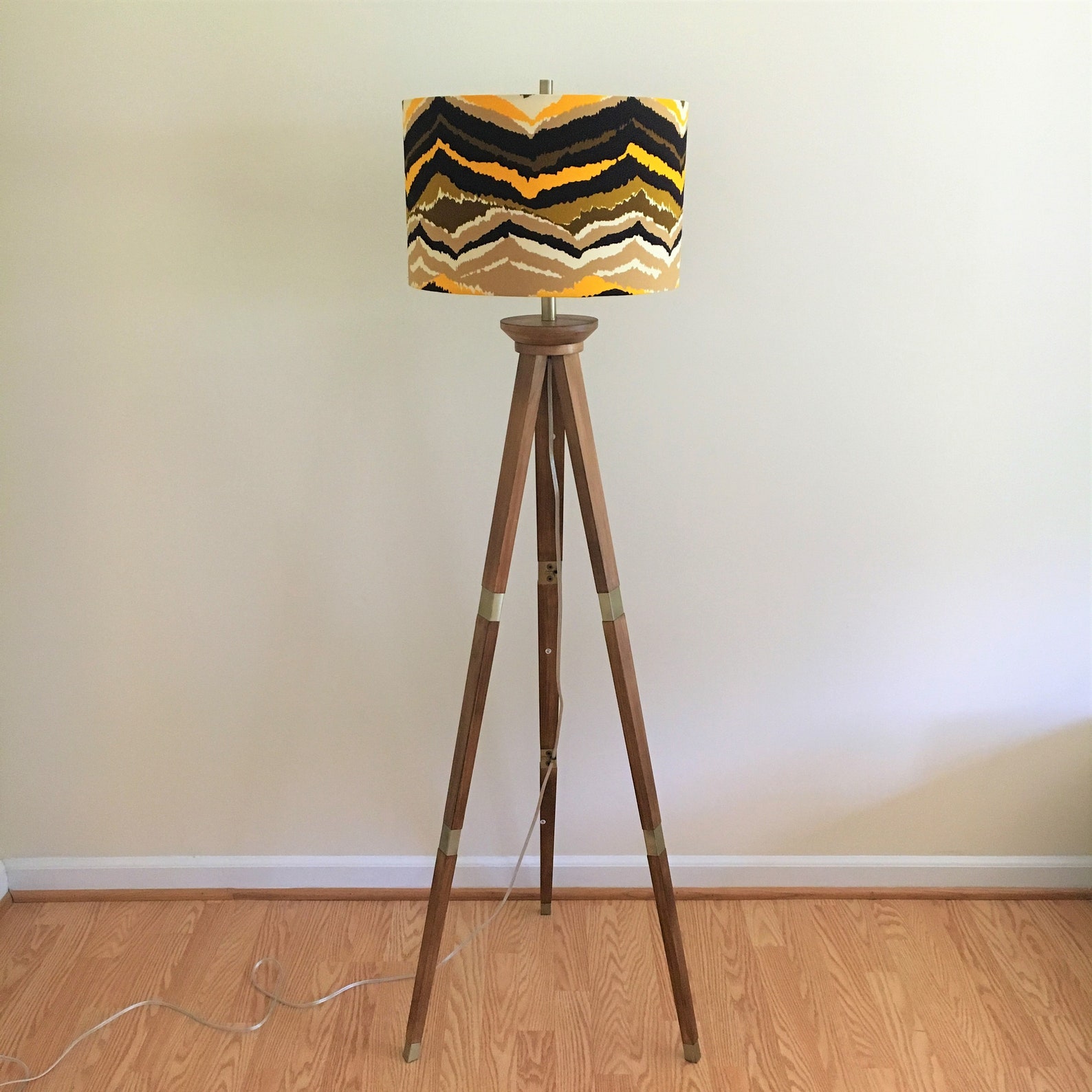 Large African Print Drum Lampshade, Cylindrical Lampshade, Waves Print ...