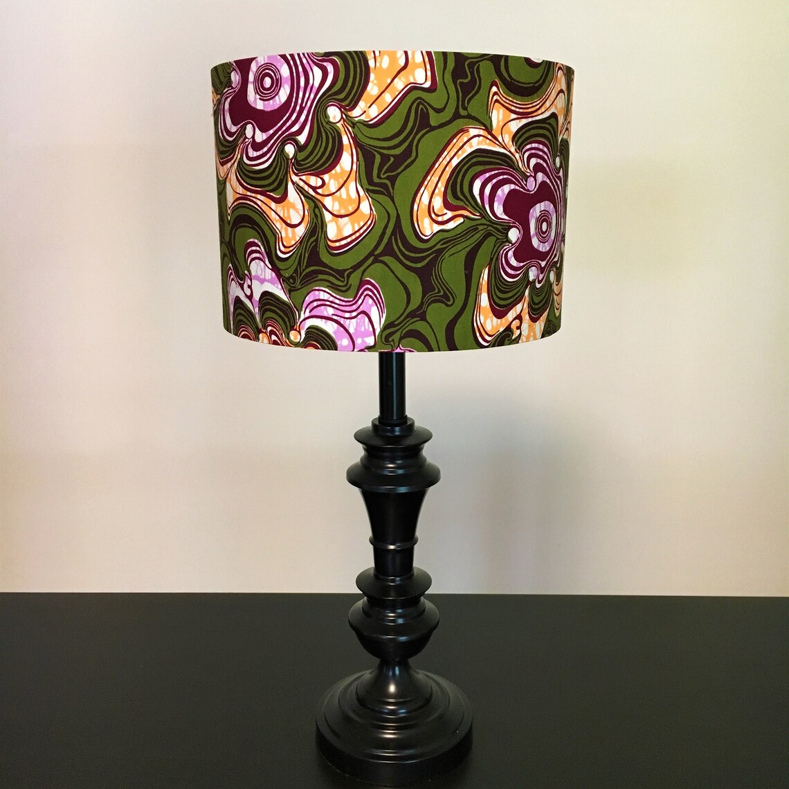 African Print Drum Lampshade, Cylindrical Lampshade, Marble Print ...