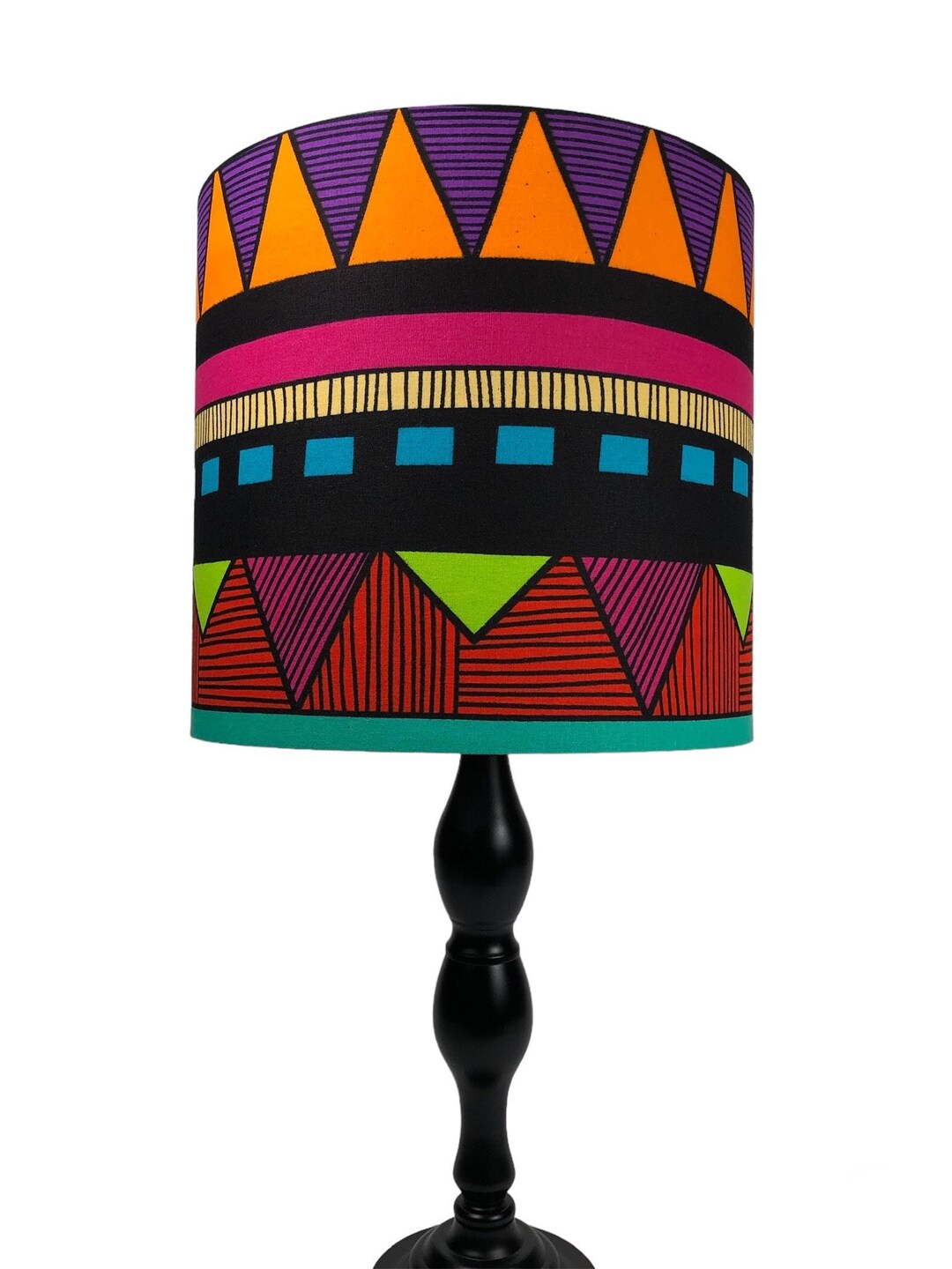 Tall African Print Drum Lampshade, Tribal Print Lampshade, Boho Home ...