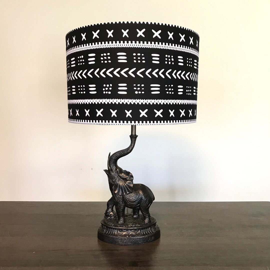 Large African Print Drum Lampshade, Tribal Print Lampshade, Boho Home ...
