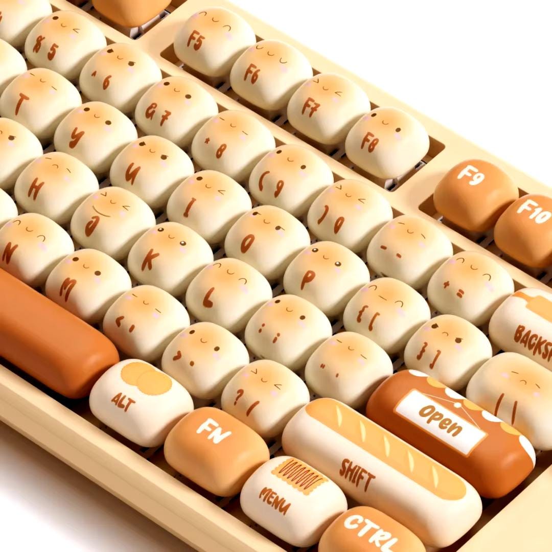 138 Keycap Set Cute Bread Keycaps MOG Profile, PBT Keycaps, Cherry MX ...