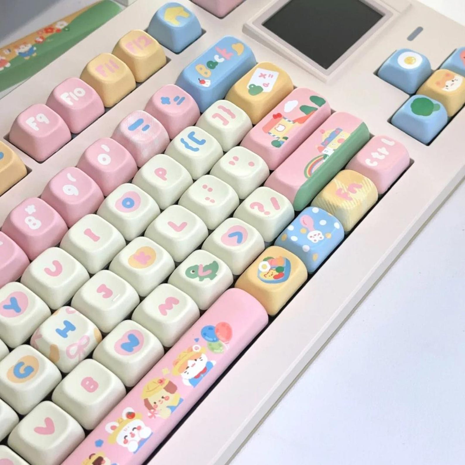 141 Key Keycap Set, Pastel Cute Animal Japanese Cartoons Keycaps, MX ...