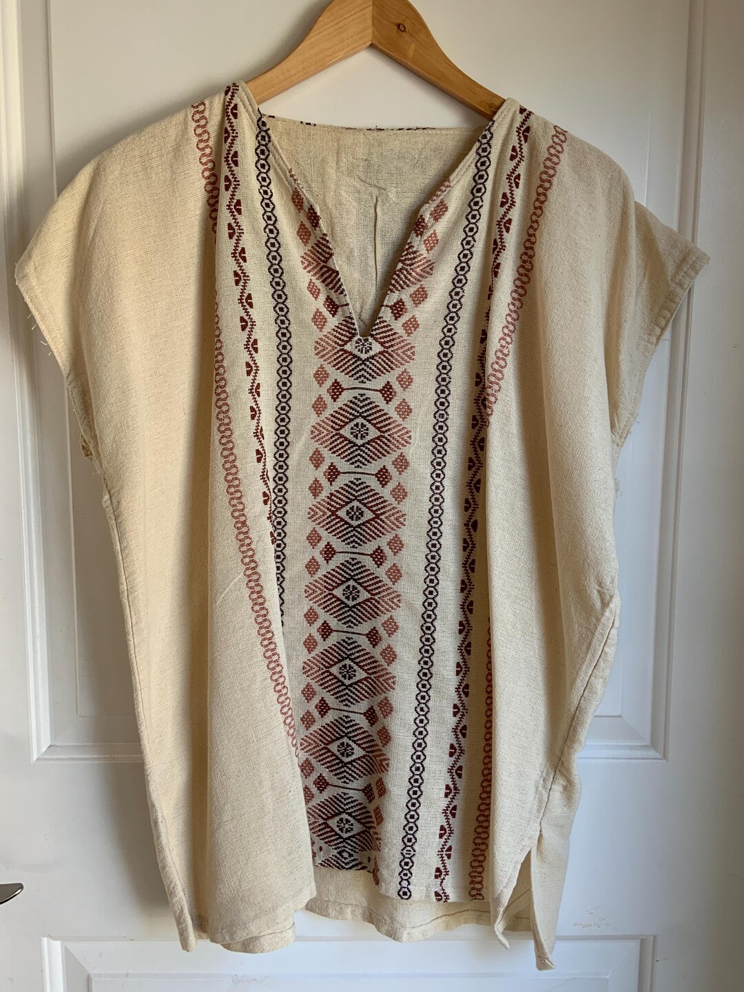 Vintage 1970s Mexican Style Woven, Sleeveless Poncho Vest, Bohemian ...