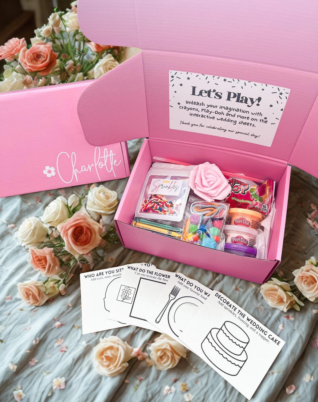 Wedding Day Kids Activity Box - Flower Girl Thank You Gift - Wedding ...