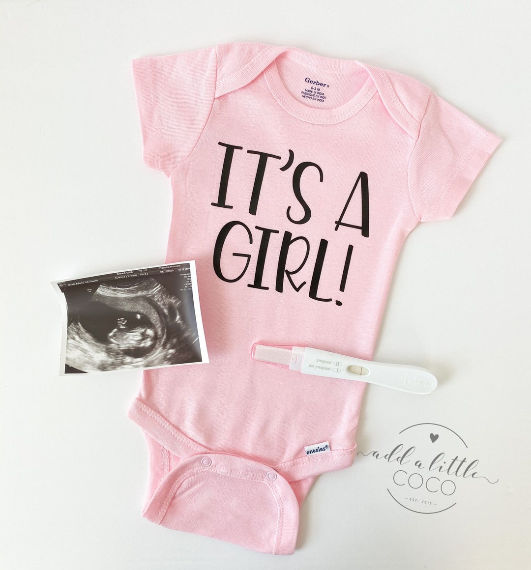 It's A Girl Pink Baby Bodysuit – Pink Gender Reveal Outfit - Baby ...