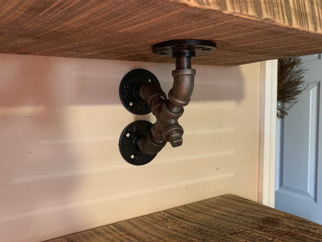 Industrial Wall Brackets Shelf Iron Pipe Steampunk Hampton | Etsy