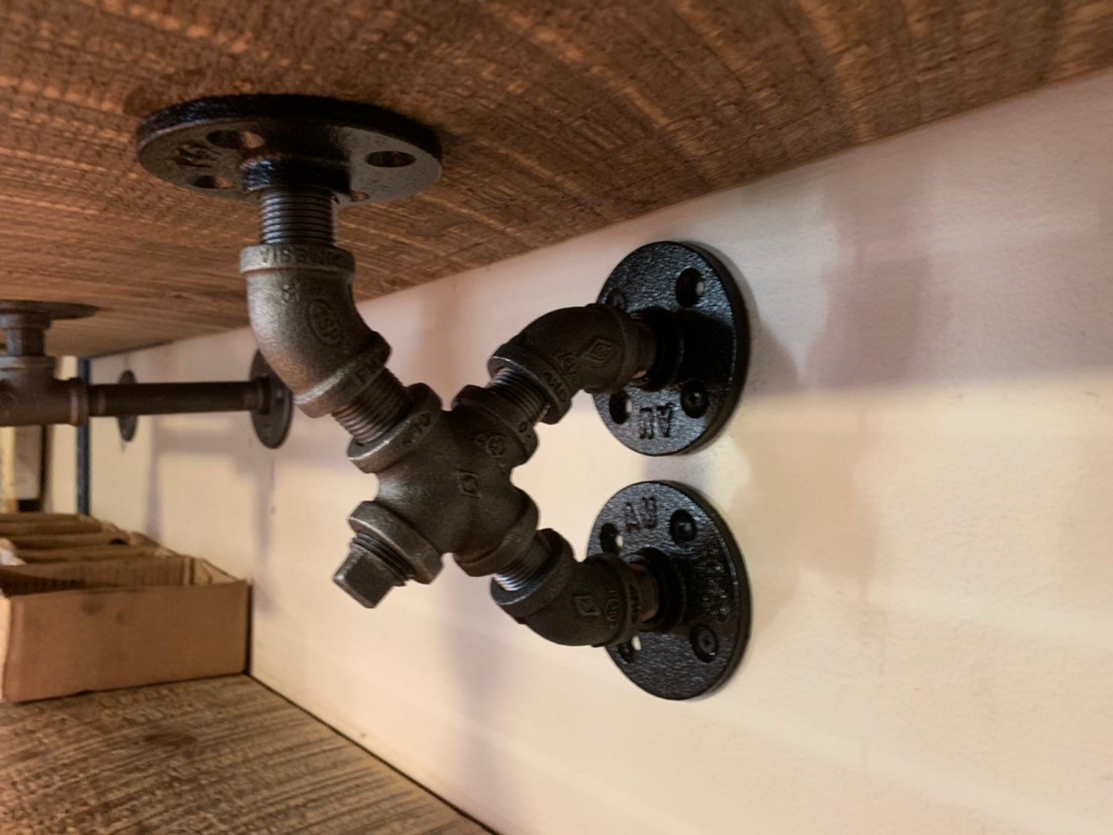 Industrial Wall Brackets Shelf Iron Pipe Steampunk Hampton - Etsy