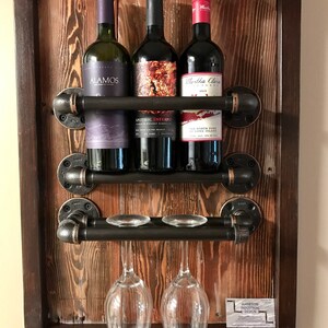 Rustic Wine Rack Made From Reclaimed Pallet Wood and Industrial Pipe ...