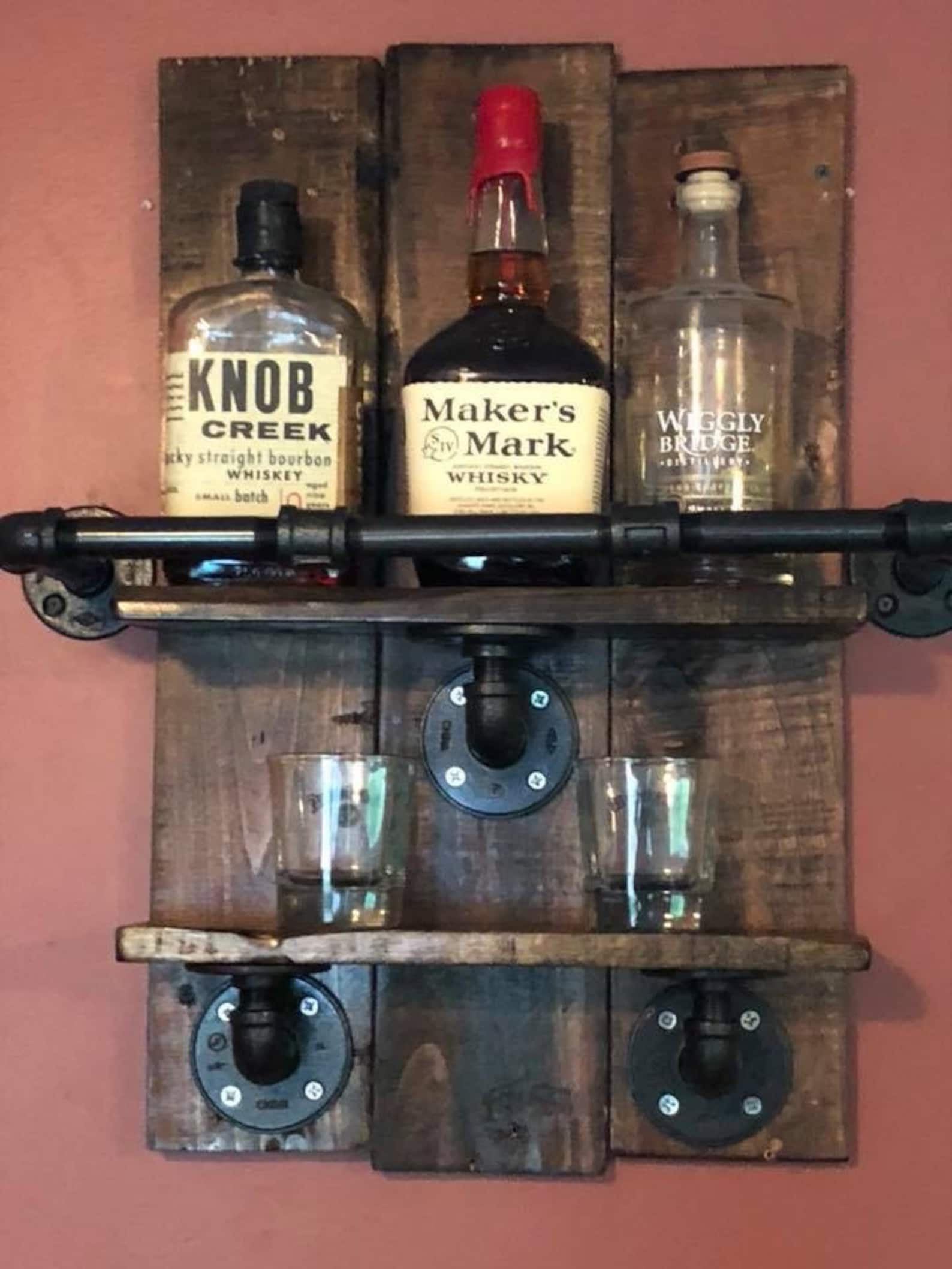 Bourbon Whiskey Rack Reclaimed Pallet Wood and Industrial - Etsy Canada