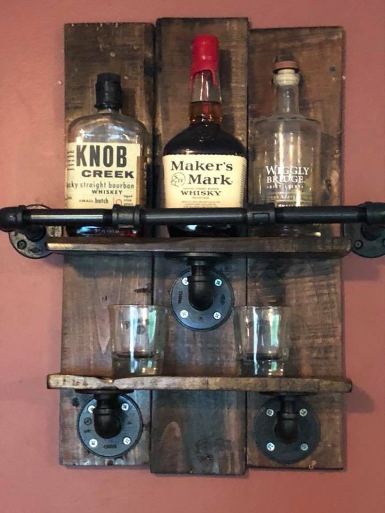 Bourbon Whiskey Rack Reclaimed Pallet Wood and Industrial - Etsy Australia