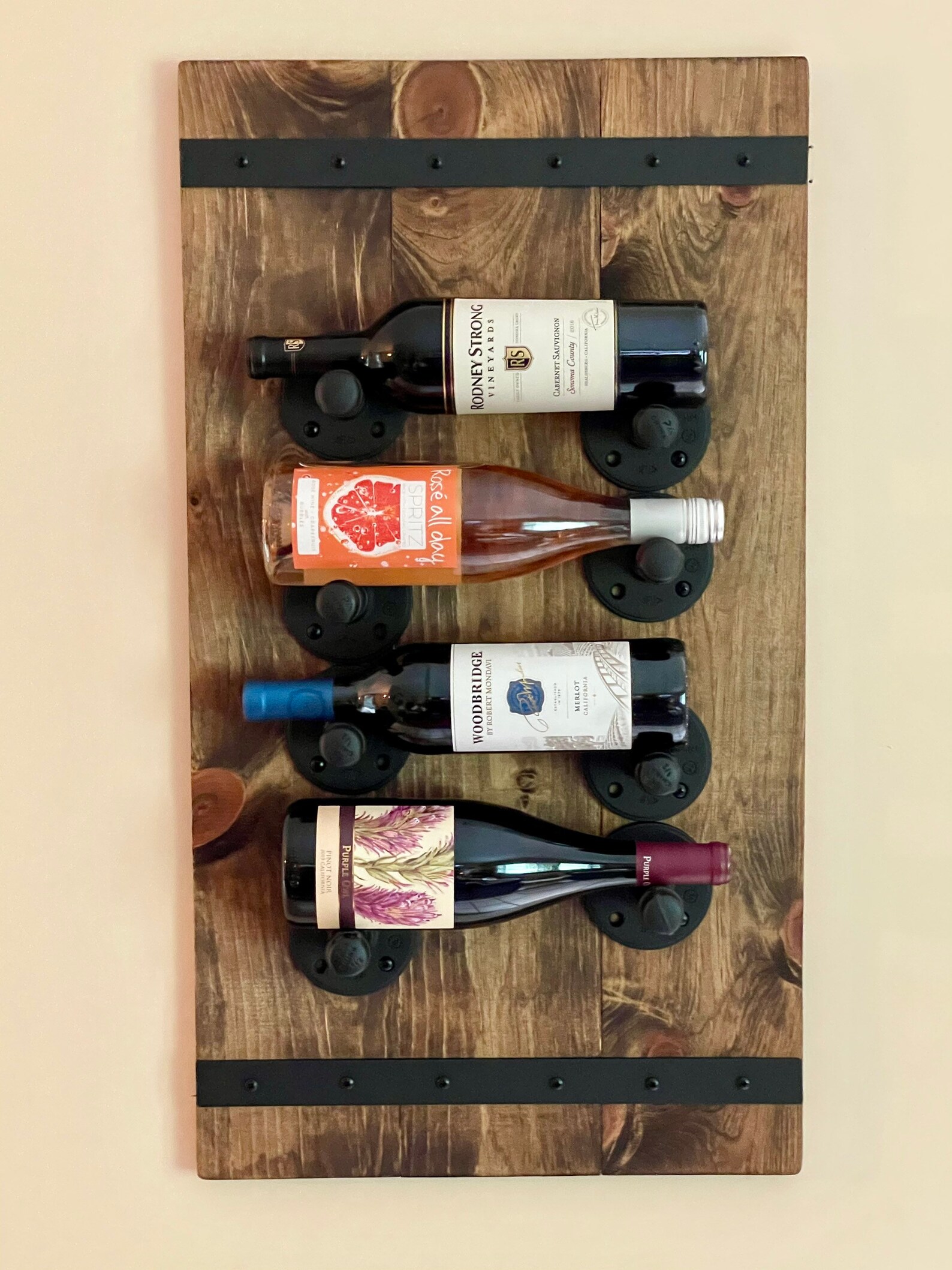 Custom Wine Rack, Reclaimed Pallet Wood and Industrial Pipe, Bar ...
