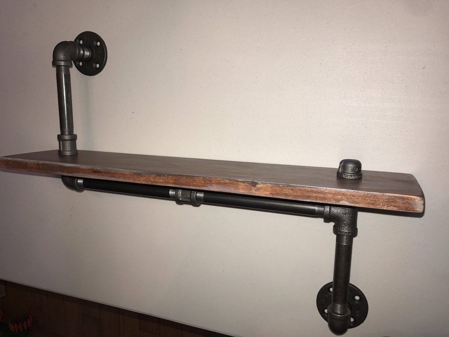 Steampunk Shelf Made From Reclaimed Wood and Industrial Pipe Industrial ...