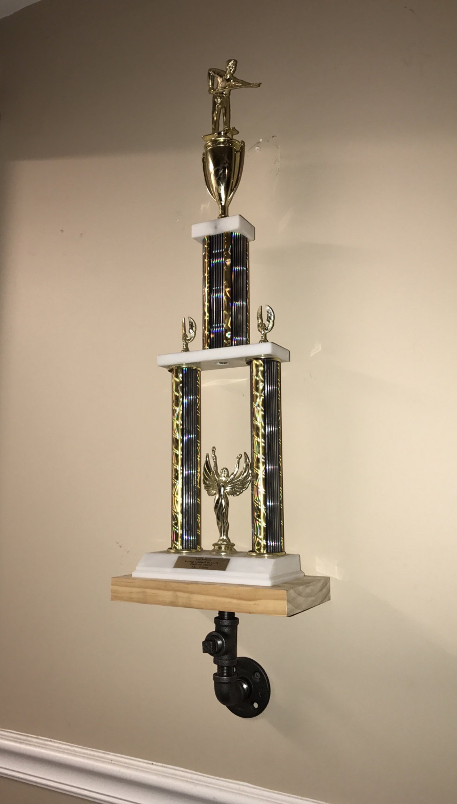 Trophy or Speaker Shelf Made From Reclaimed Wood and Industrial Pipe ...