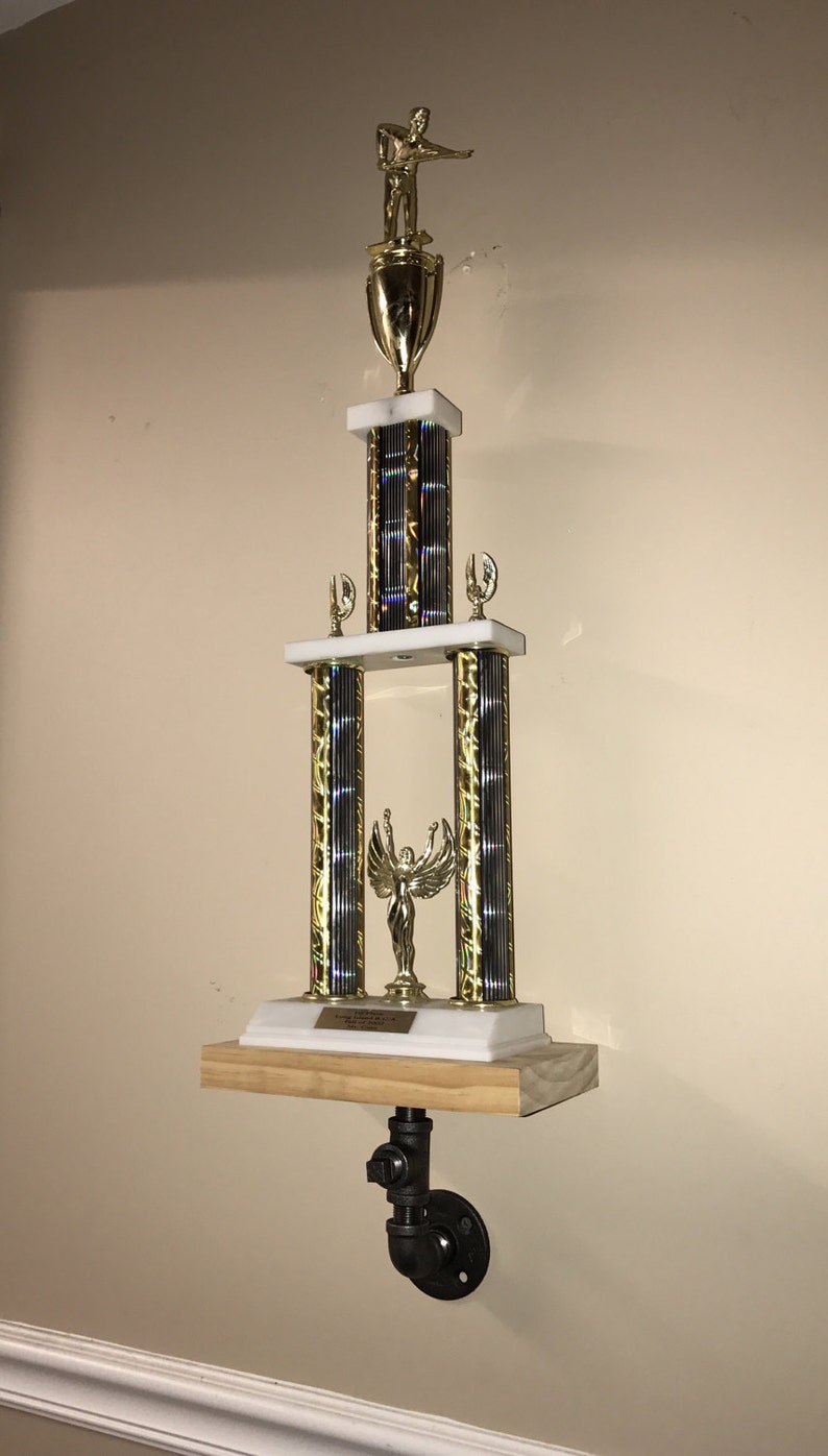 Trophy or Speaker Shelf Made From Reclaimed Wood and Industrial Pipe ...