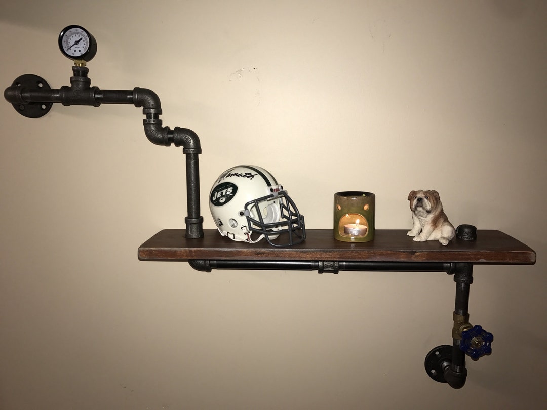 Steampunk Shelf Made From Reclaimed Wood and Industrial Pipe With ...