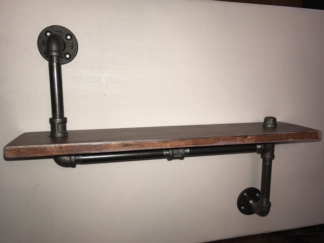Steampunk Shelf Made From Reclaimed Wood and Industrial Pipe Industrial ...