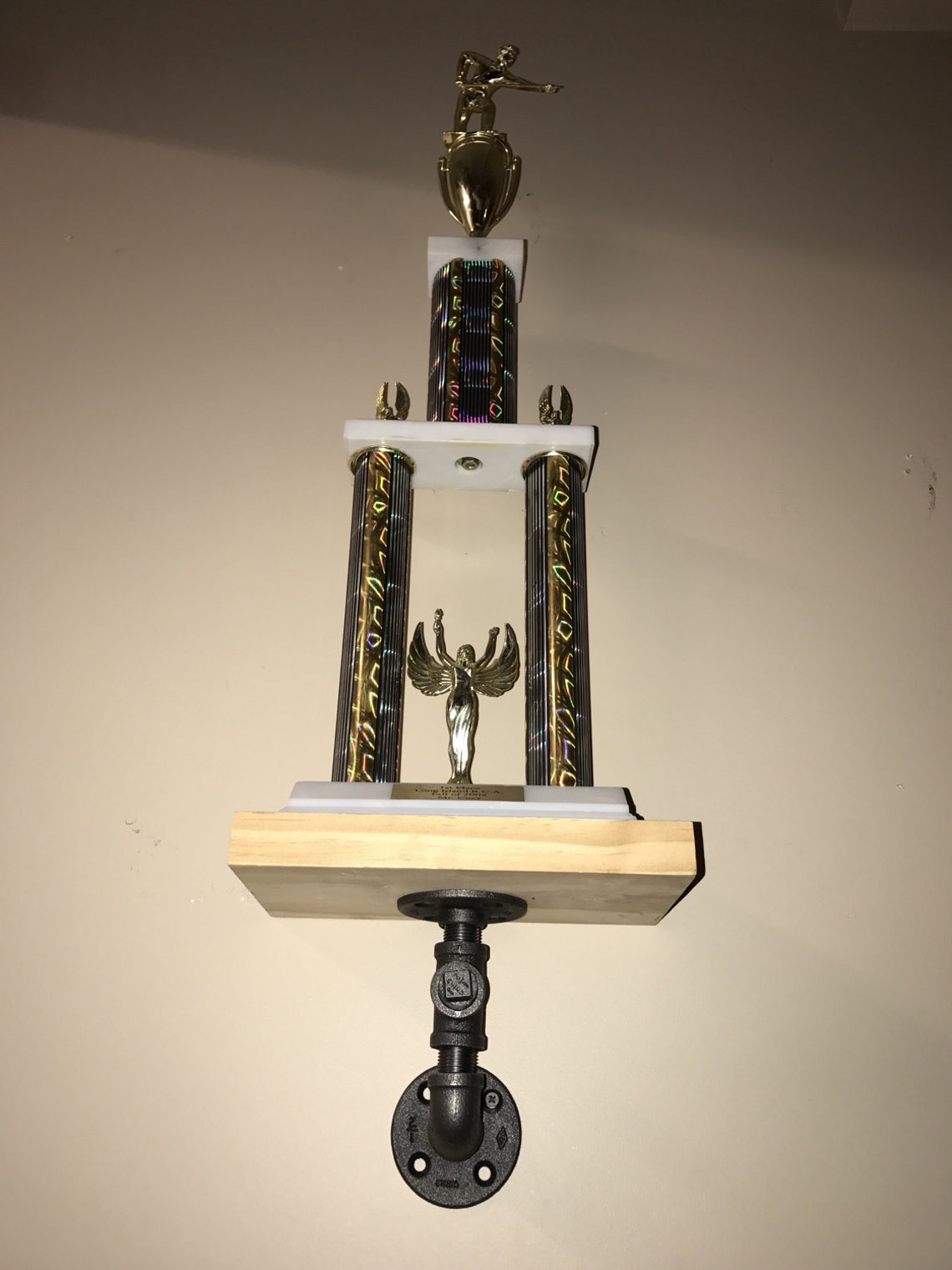 Trophy or Speaker Shelf Made From Reclaimed Wood and Industrial Pipe ...