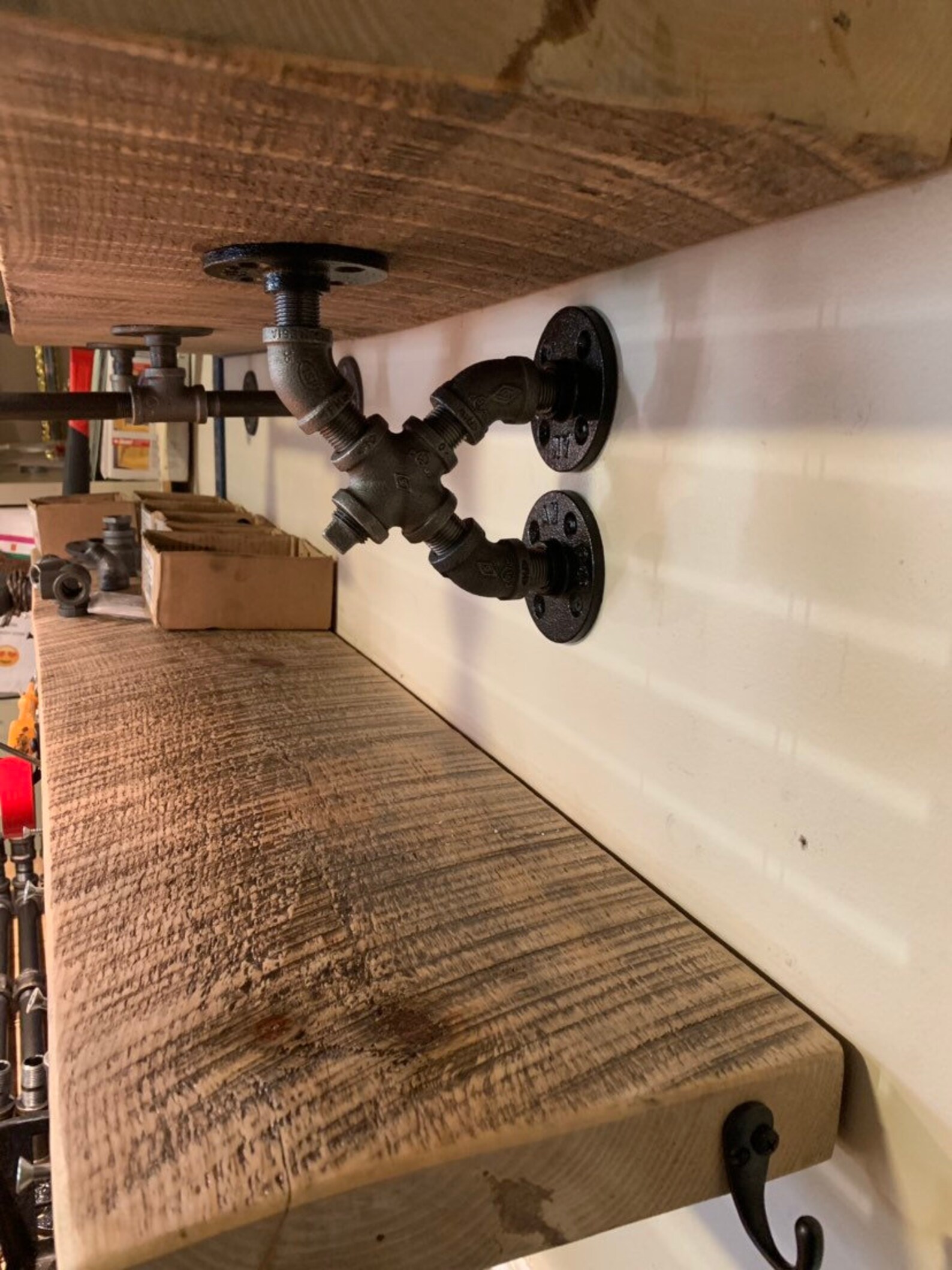 Industrial Wall Brackets Shelf Iron Pipe Steampunk Hampton - Etsy