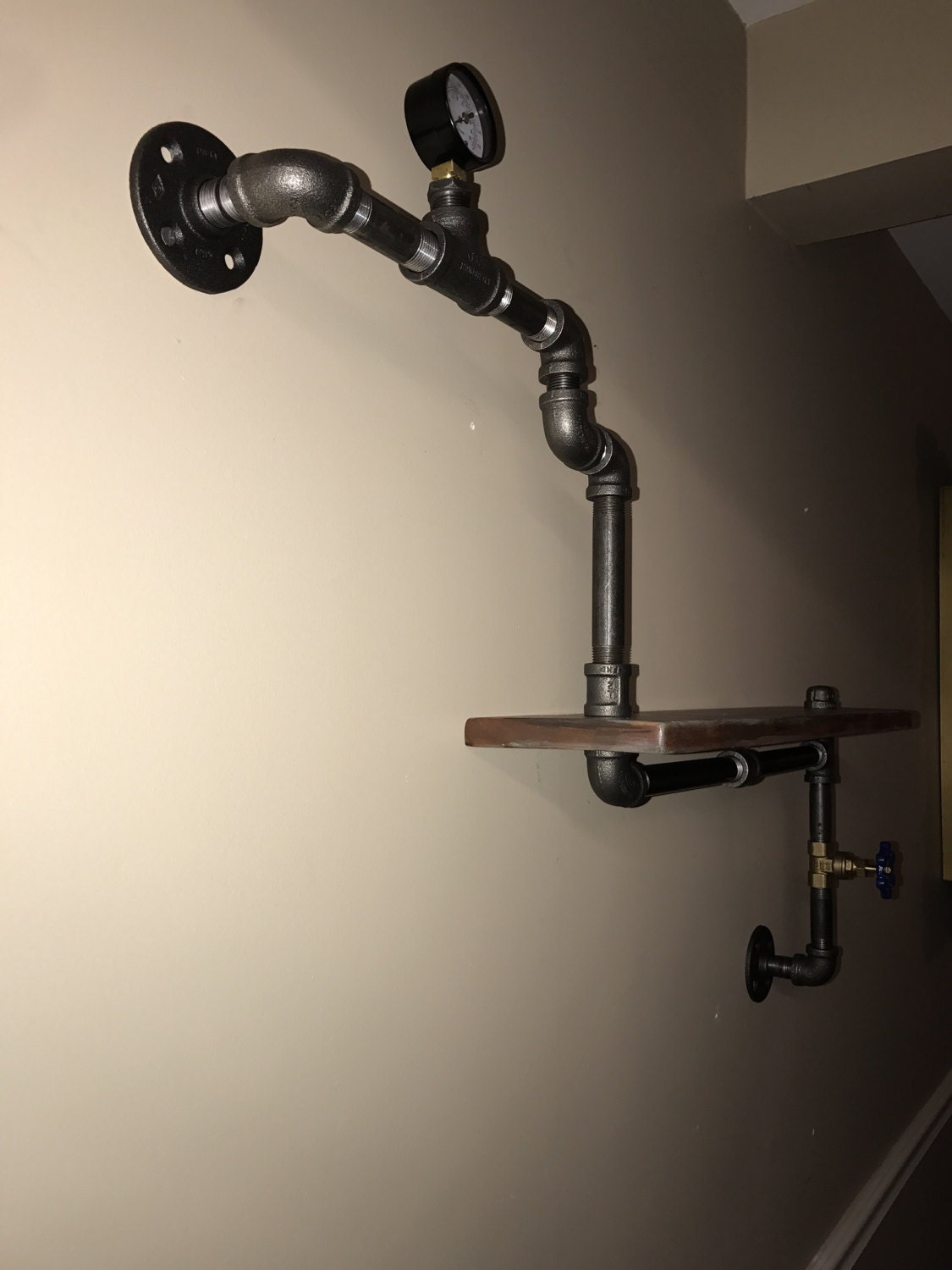 Steampunk Shelf Made From Reclaimed Wood and Industrial Pipe With ...