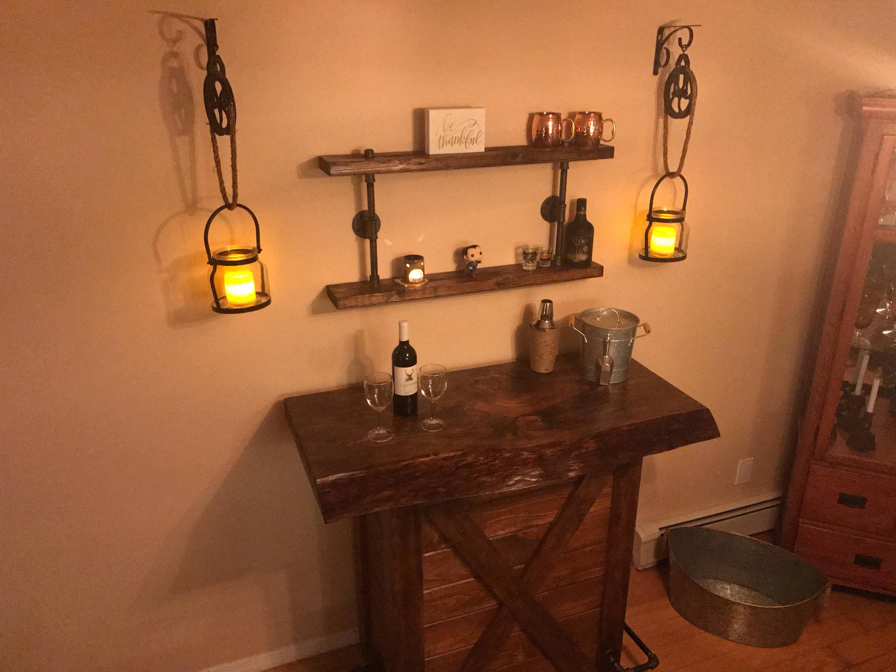 Rustic Floating Shelves Made From Reclaimed Wood Shelf and Industrial ...