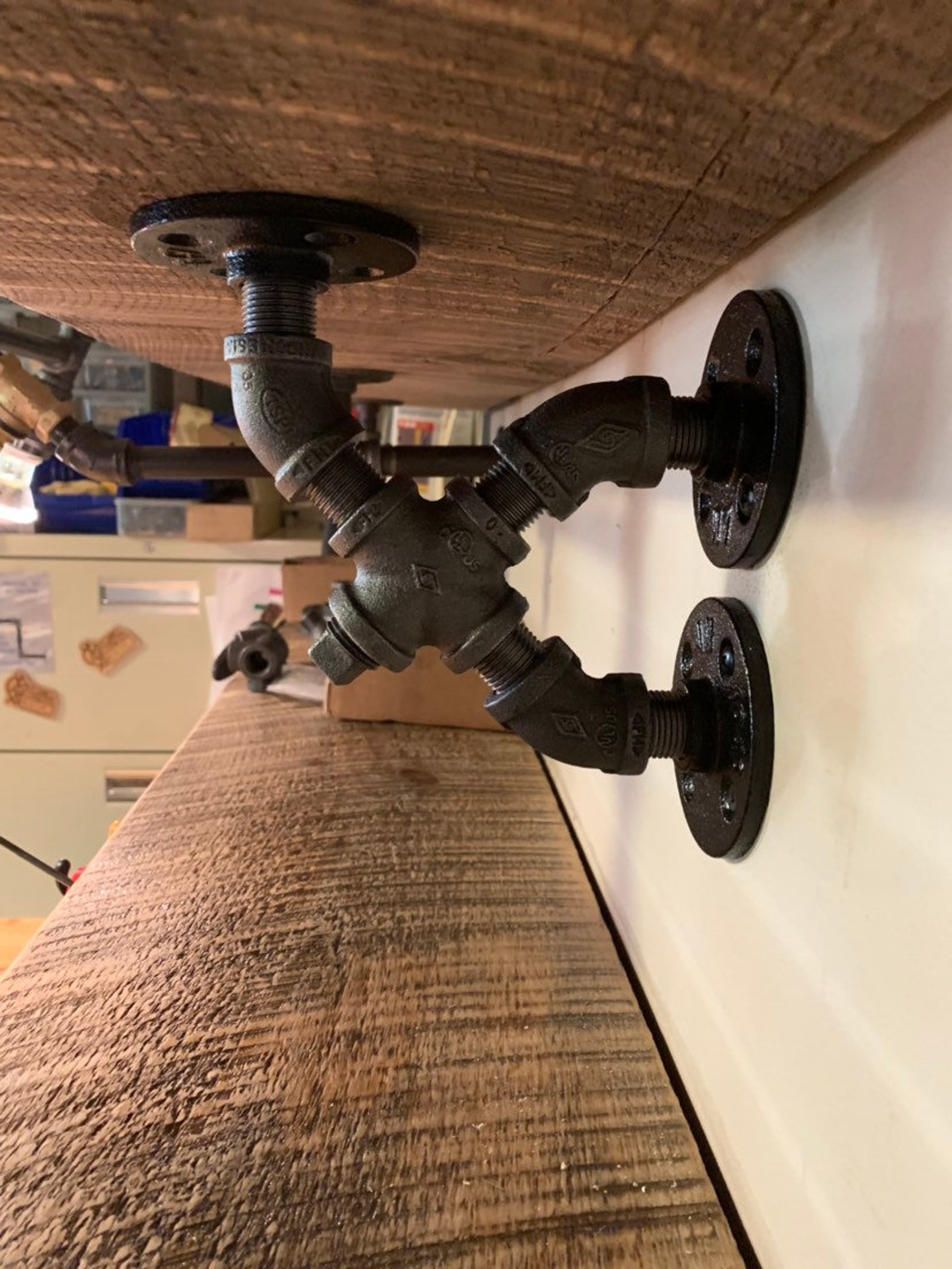 Industrial Wall Brackets Shelf Iron Pipe Steampunk Hampton - Etsy