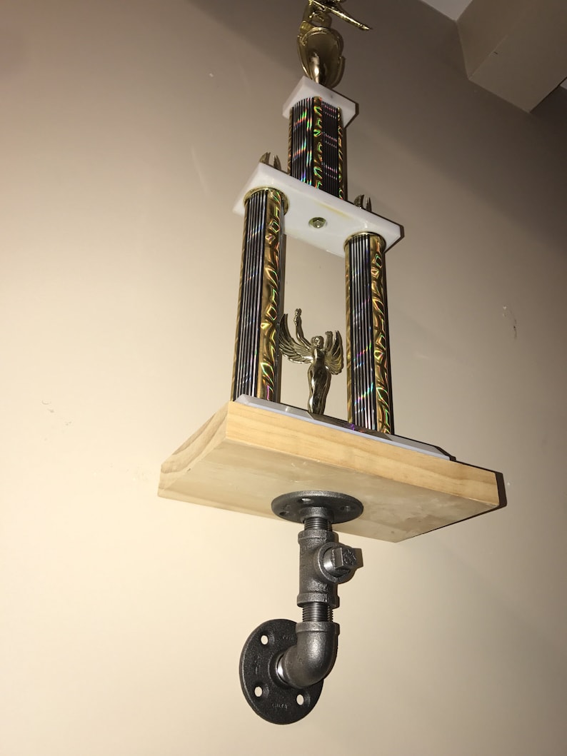 Trophy or Speaker Shelf Made From Reclaimed Wood and Industrial Pipe ...