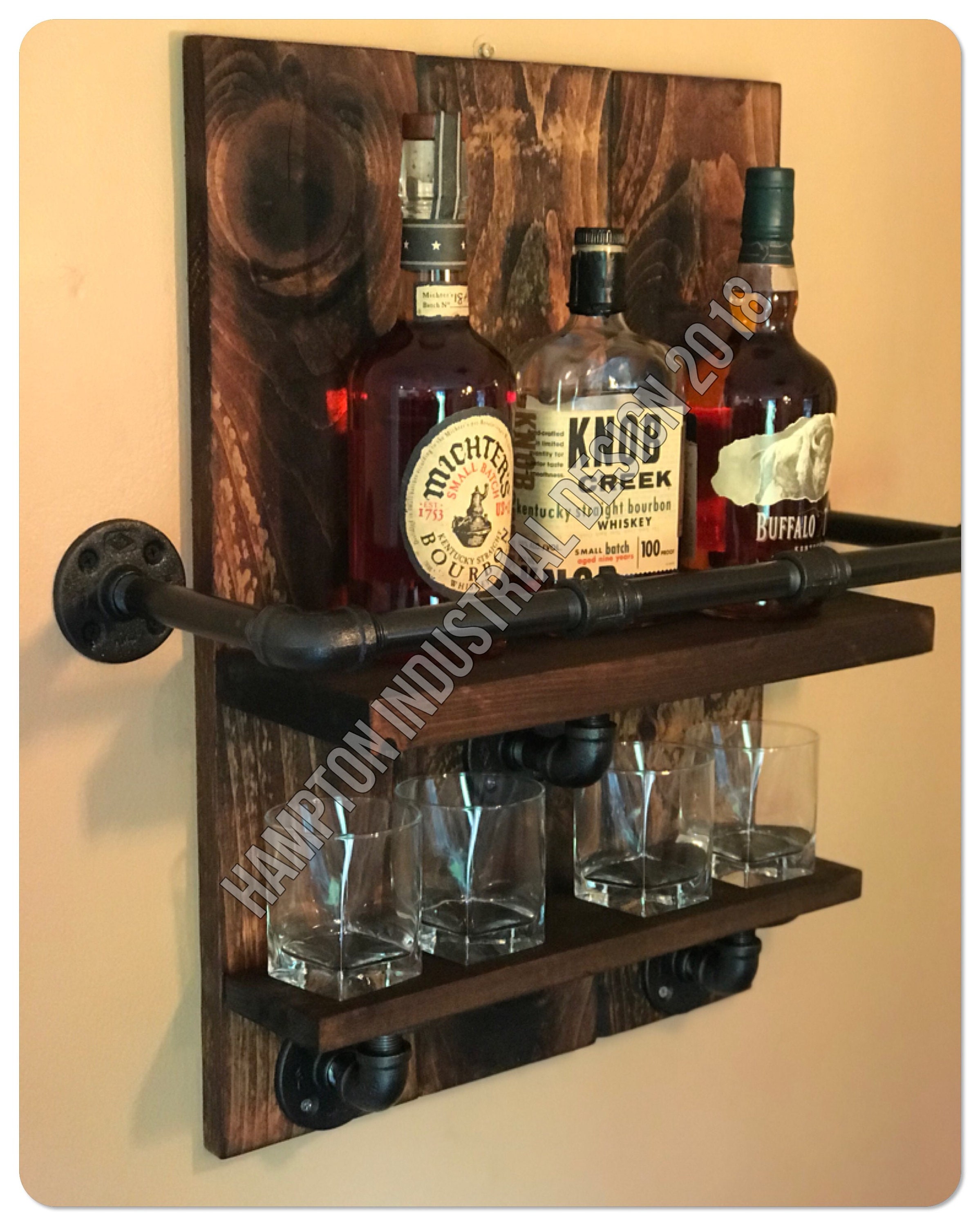 Bourbon Whiskey Rack Reclaimed Pallet Wood and Industrial - Etsy Canada