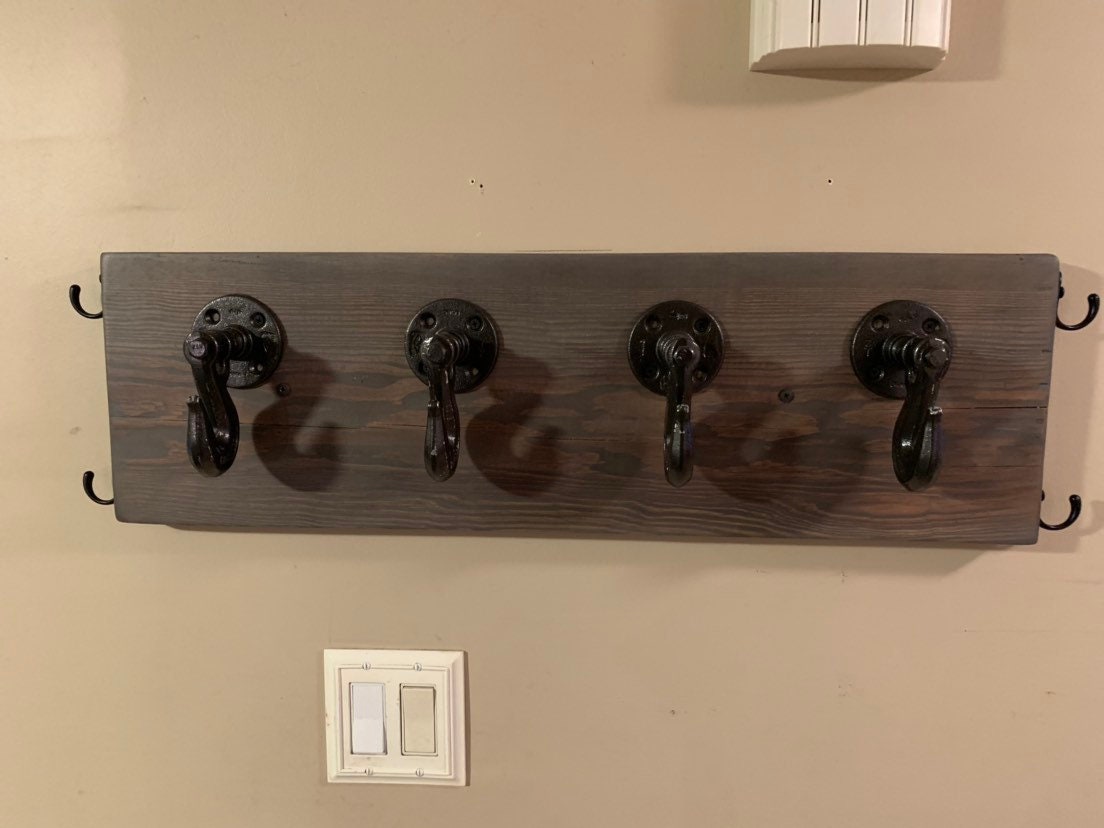 Industrial Coat Rack With Key Hooks | Etsy