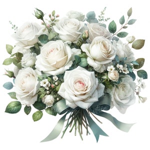 White Roses Illustration | Roses Bouquet Artwork L Digital Illustration ...