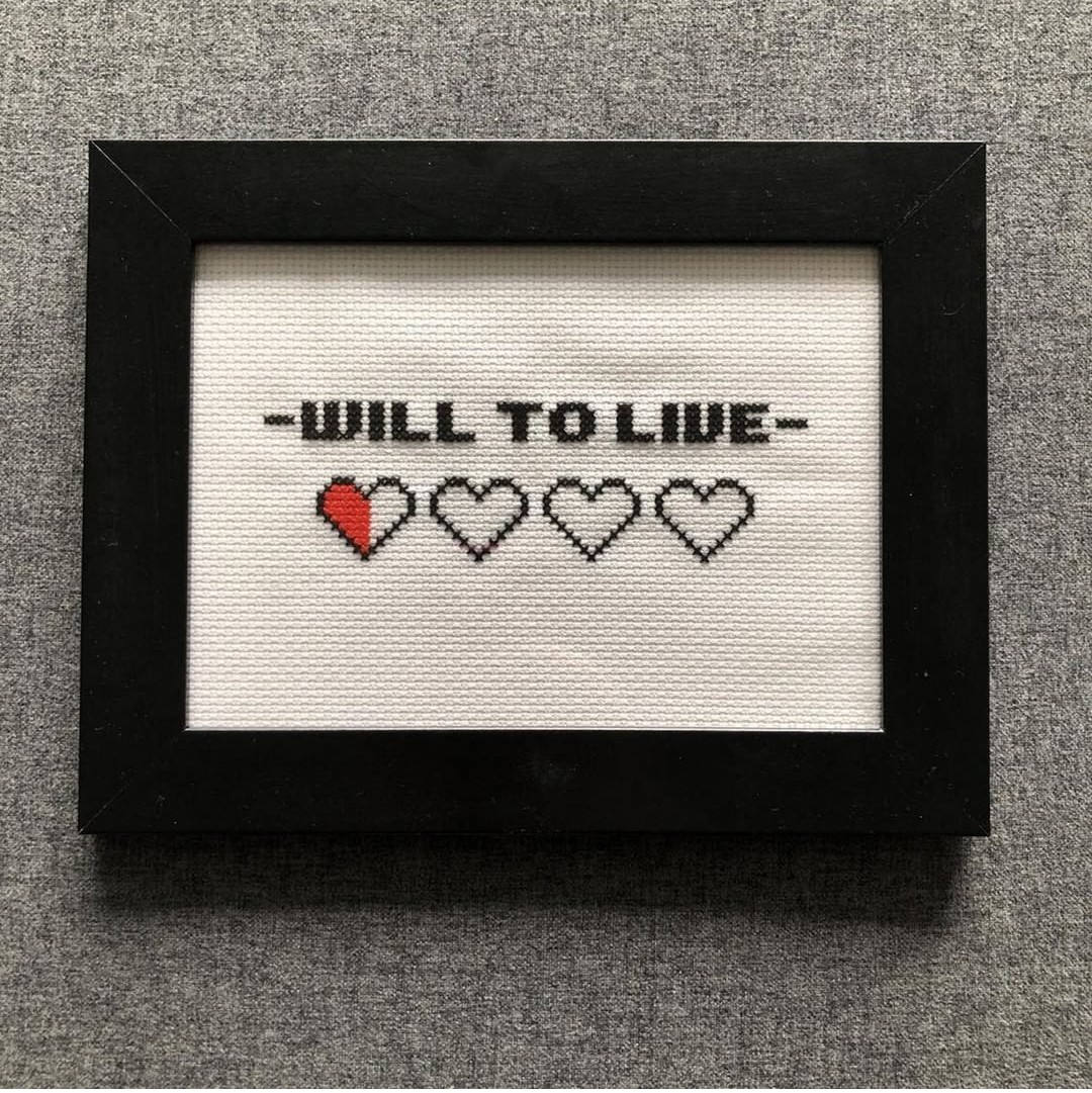 Cross Stitch Pattern / Chart Will to Live Heart Life Meter 8 - Etsy