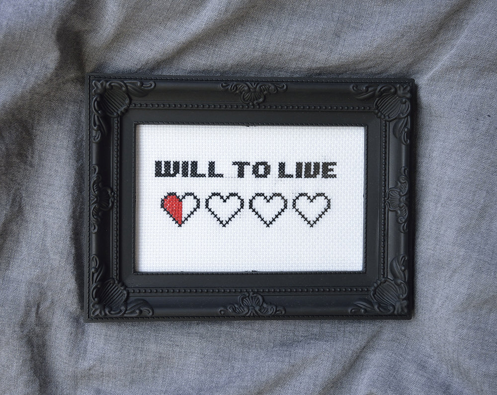 Cross Stitch Pattern / Chart Will to Live Heart Life Meter 8 - Etsy