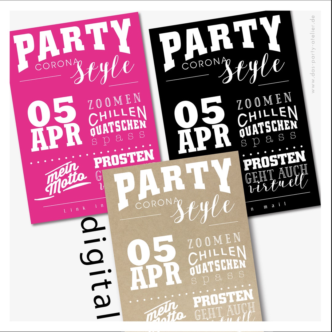 Party Invitation corona-style Digital - Etsy