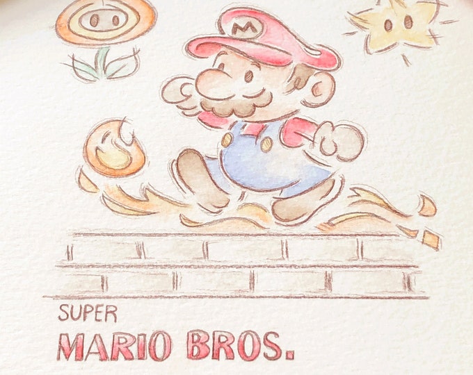 Super Mario Bros Poster Print Vintage Home Decor Artwork Nintendo