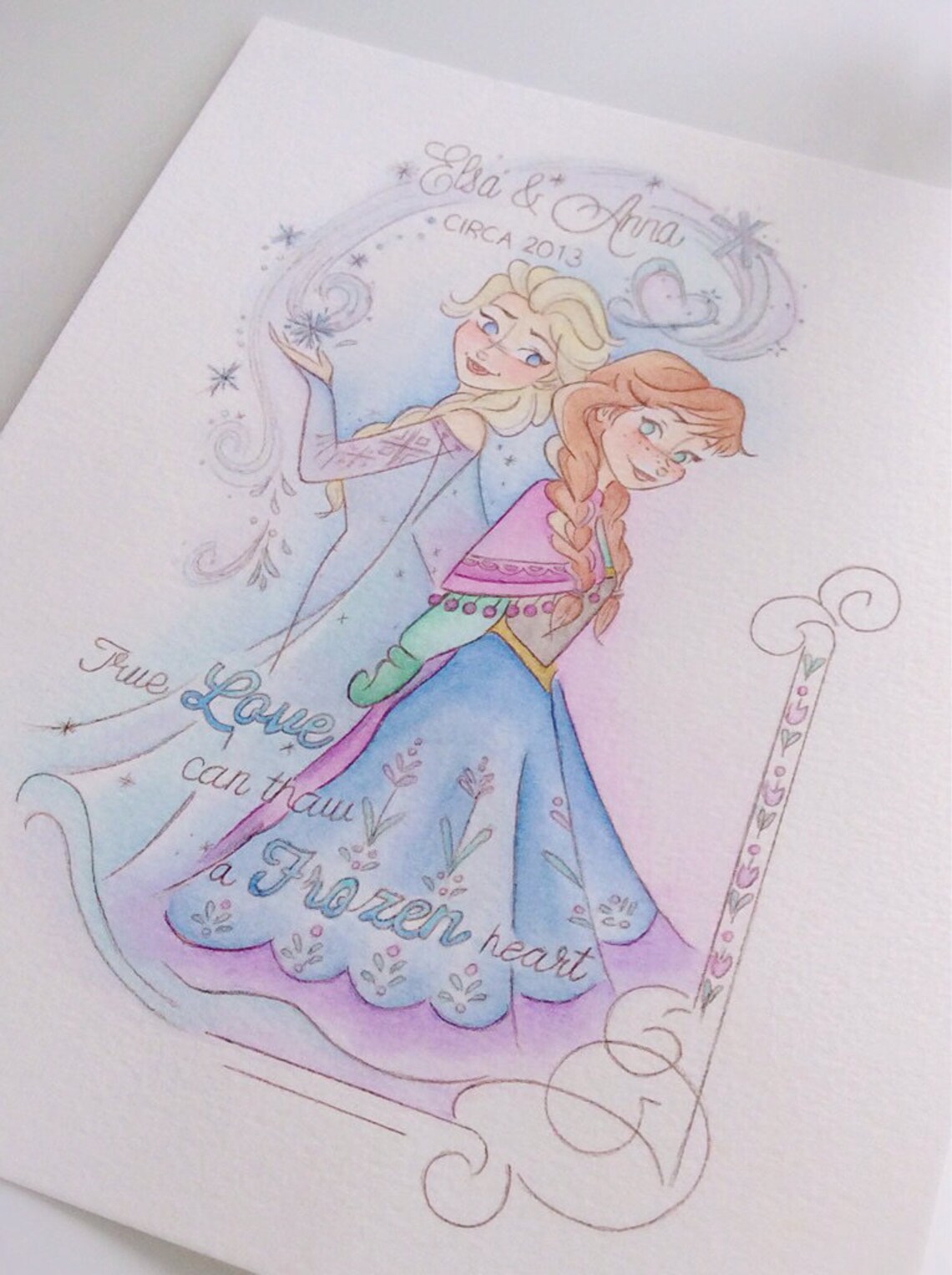 Frozen Anna and Elsa Art Print Princess Home Decor Gift | Etsy