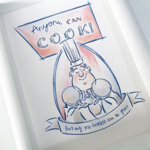 Ratatouille Art Print, Chef Gusteau , Anyone Can Cook, Home Decor ...