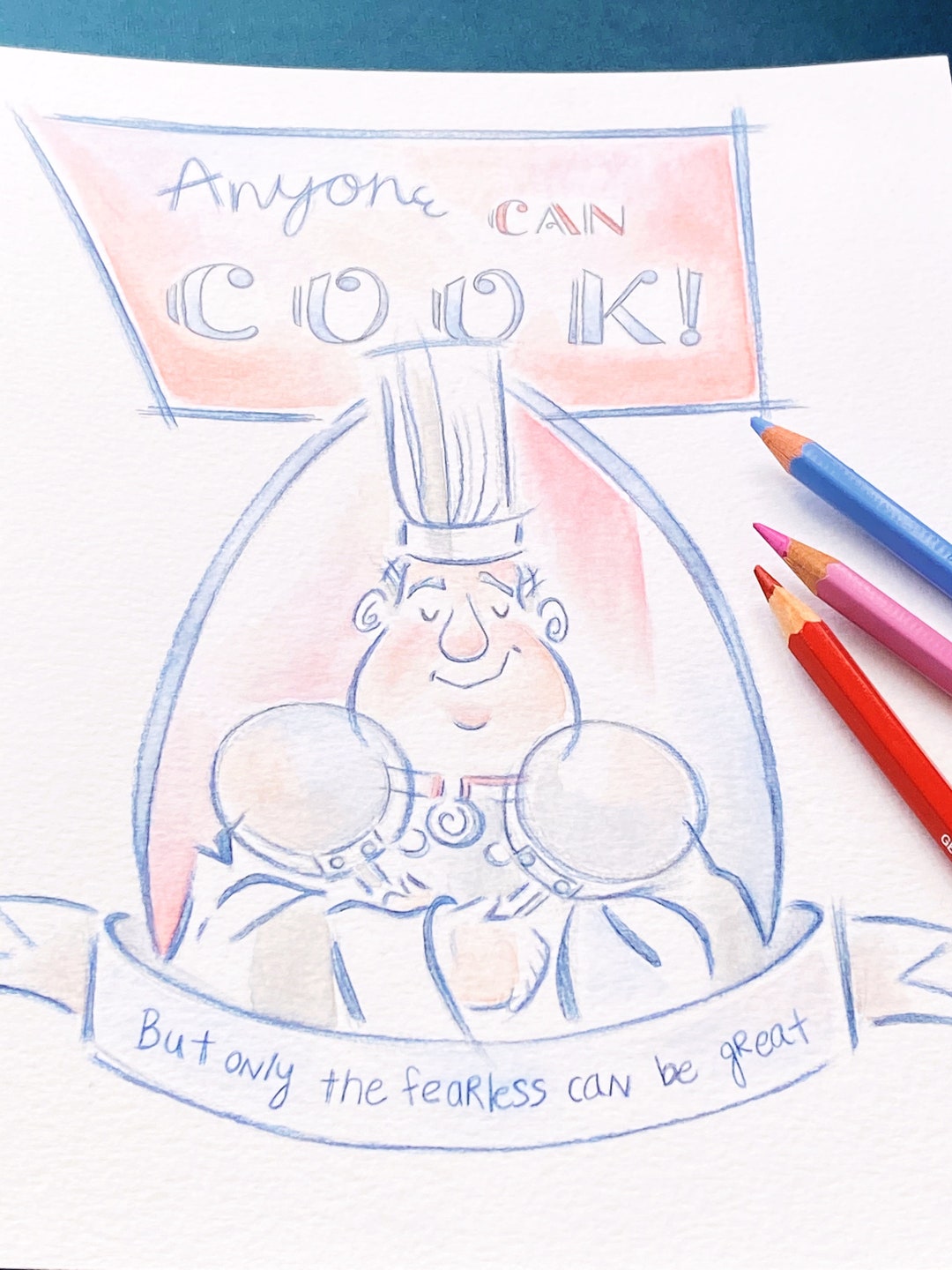 Ratatouille Art Print, Chef Gusteau , Anyone Can Cook, Home Decor ...