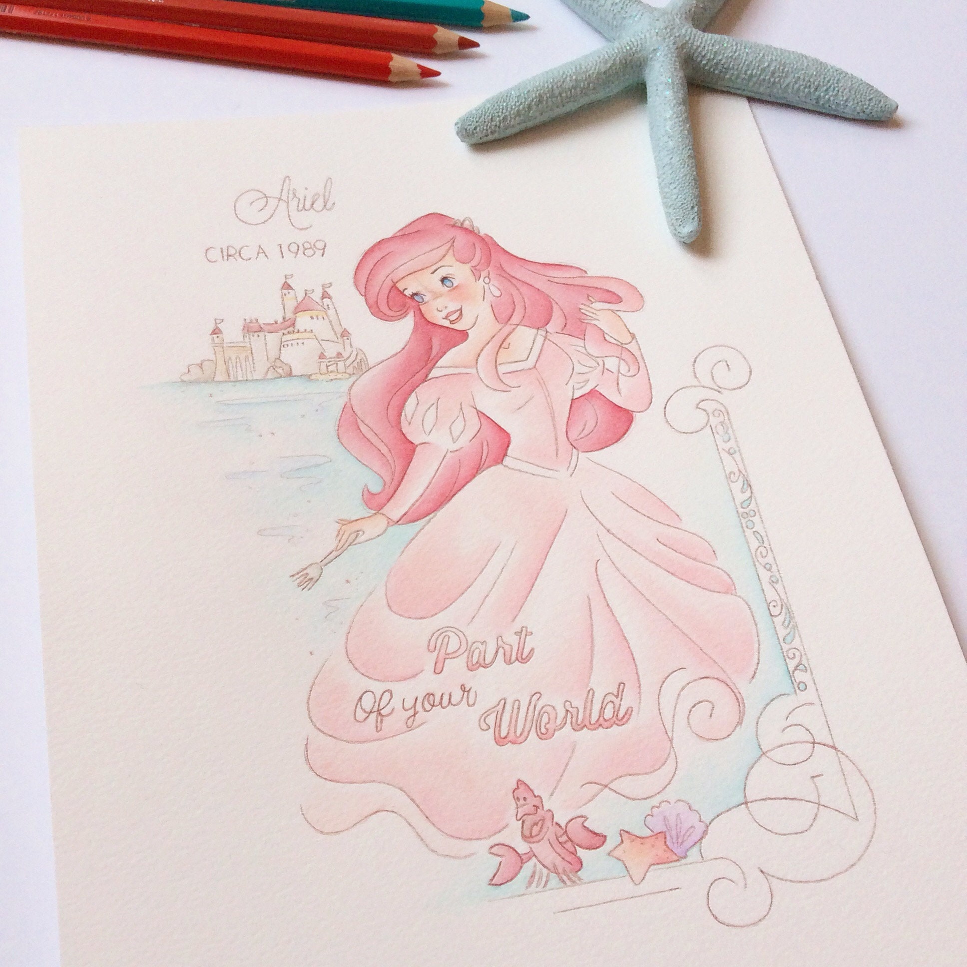 Ariel Disney Princess the Little Mermaid Art Print - Etsy