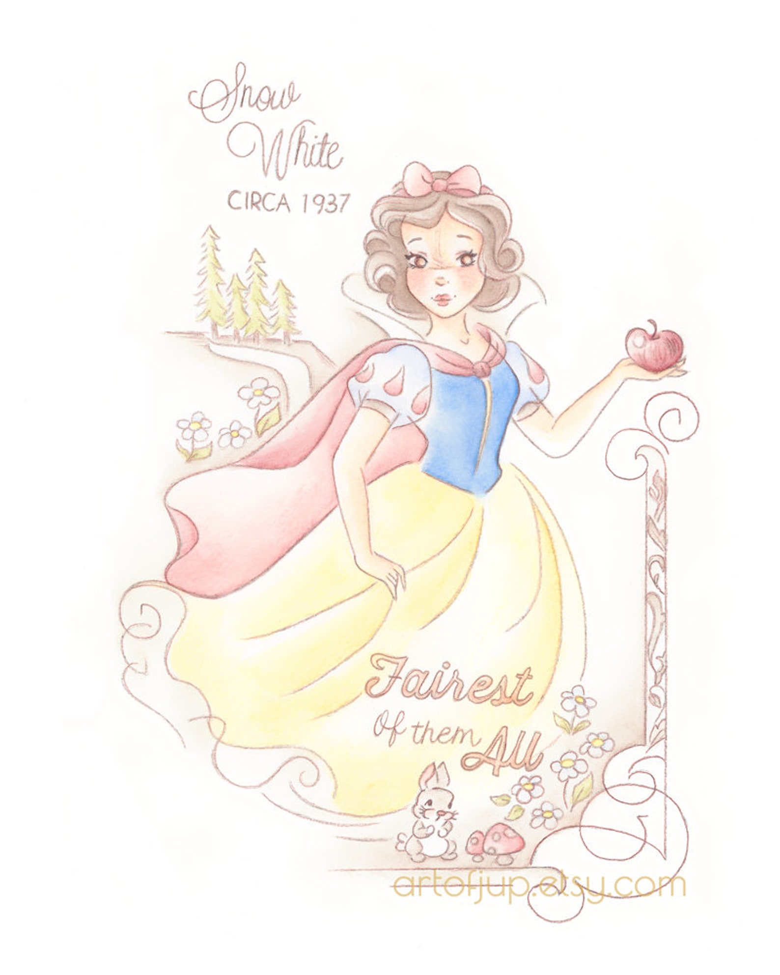 Snow White Print Princess Art - Etsy
