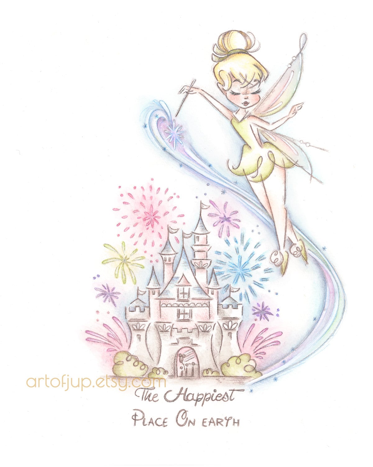 Disney Castle Tinkerbell Art Print Home Decor Print - Etsy