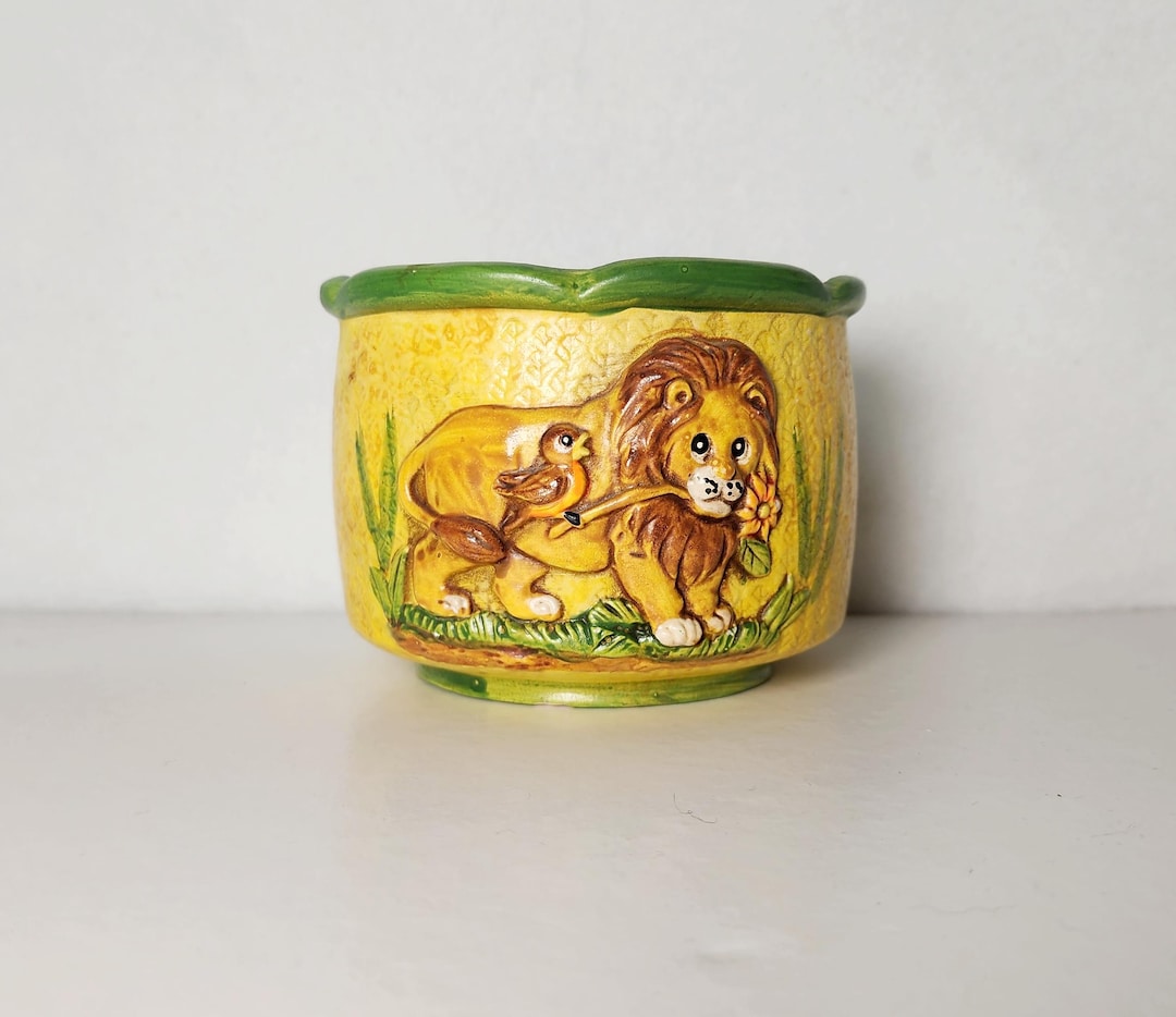 Ardco Lion Planter // Retro Jungle - Etsy