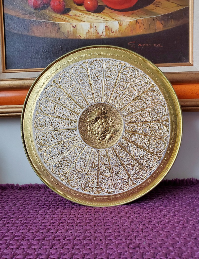 Vintage Guildcraft Gold Grape Embossed Tin Container // Storage Tin ...