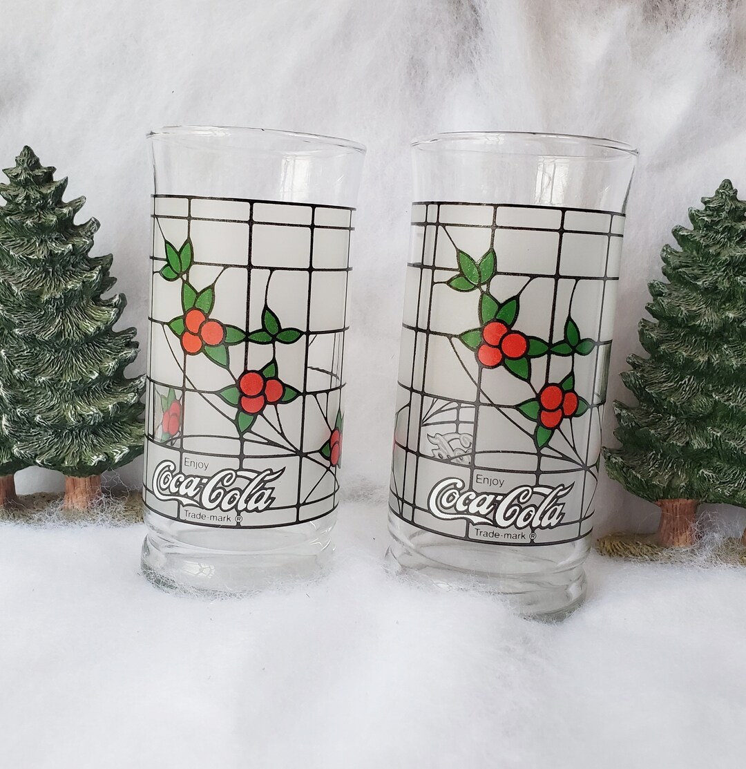 Vintage Coca-cola Holiday Glasses // Coca-cola Glass // Christmas Decor ...