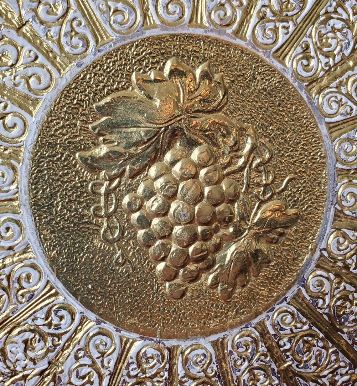 Vintage Guildcraft Gold Grape Embossed Tin Container // | Etsy