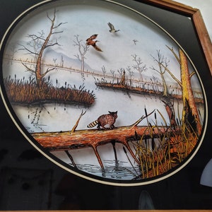 Vintage Wetland Glass Shadowbox Art by Tom Cryer // Vintage | Etsy