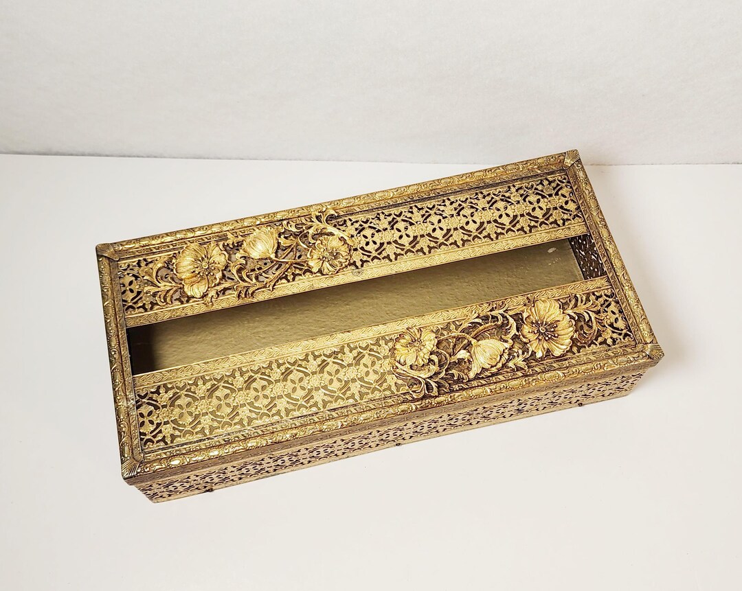 Gold Filigree Tissue Box Holder - Etsy