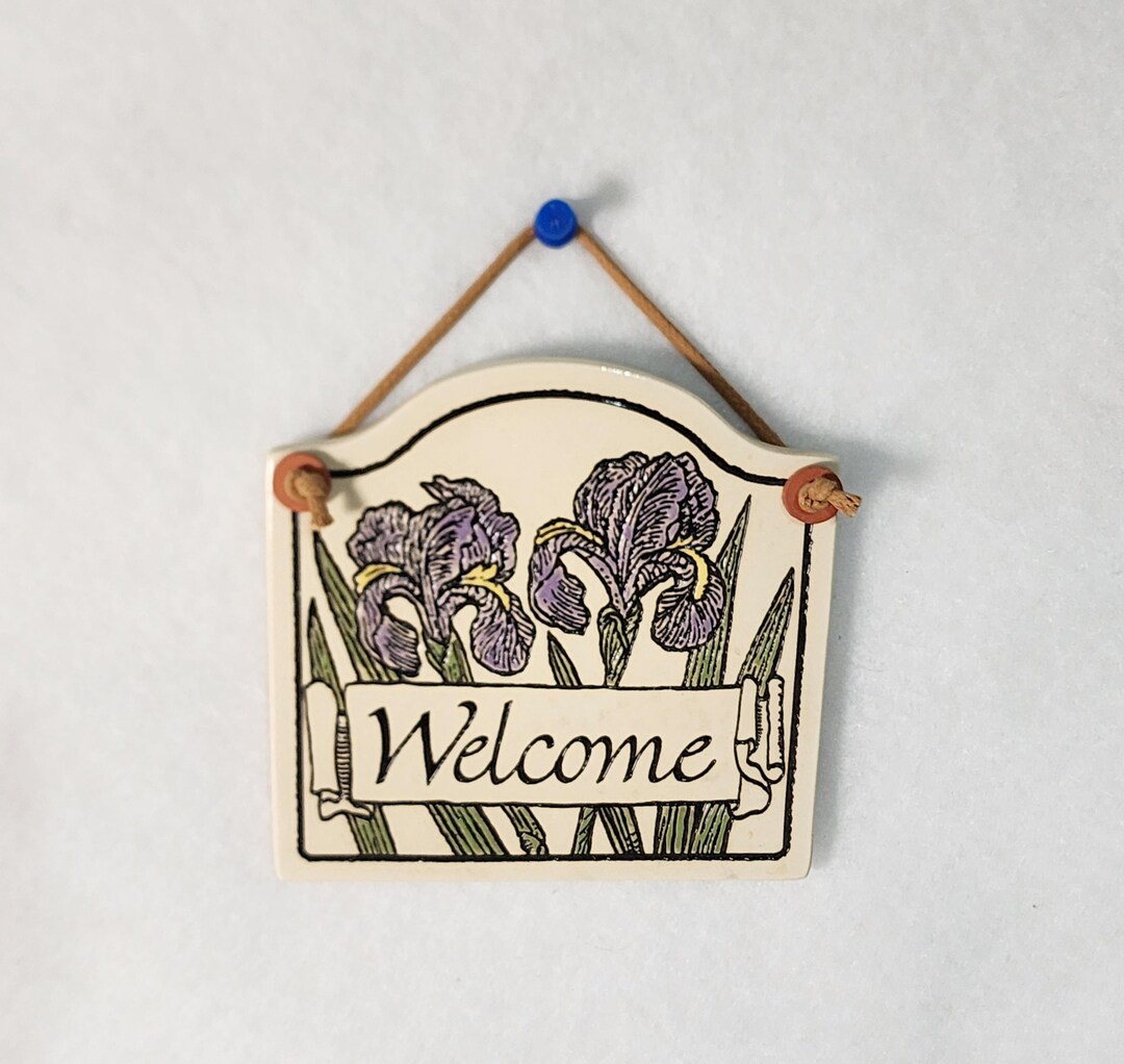 Trinity Pottery Welcome Sign With Irises - Etsy