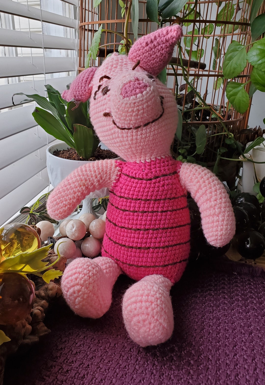 Vintage Crochet Piglet Doll // Piglet Stuffed Animal // Handmade Piglet ...