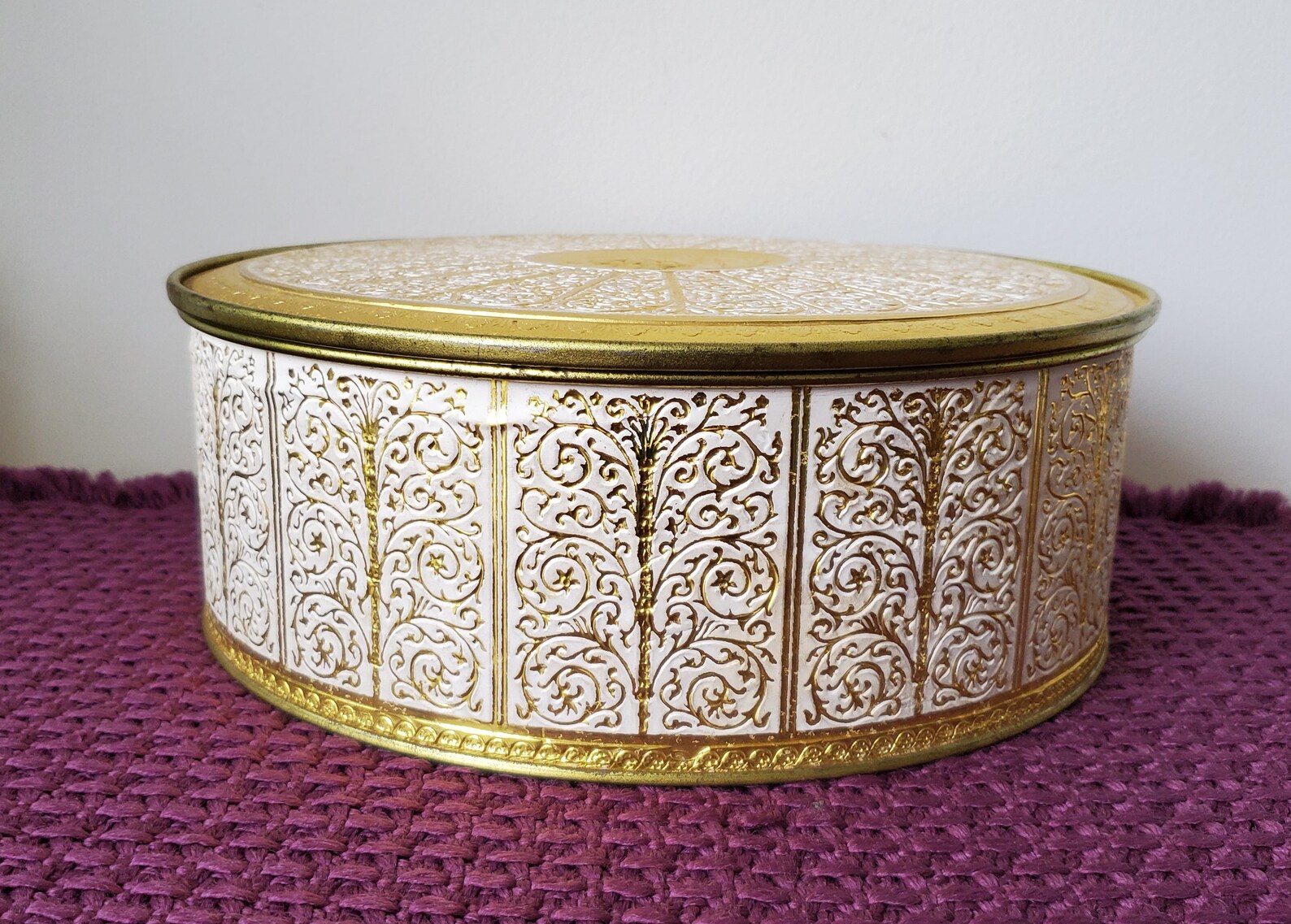 Vintage Guildcraft Gold Grape Embossed Tin Container // | Etsy