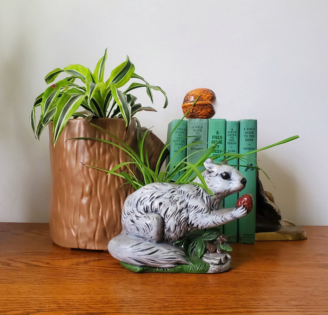 Squirrel and Tree Stump Planters // Vintage Ceramic Planters ...