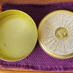 Vintage Guildcraft Gold Grape Embossed Tin Container // Storage Tin ...